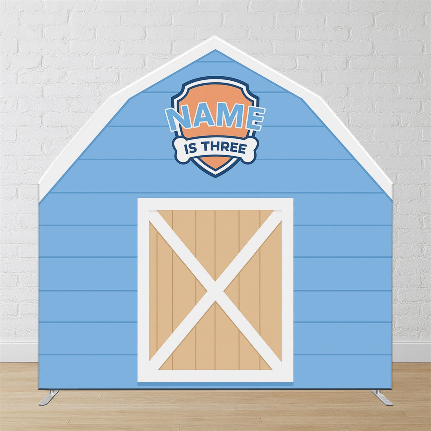 Custom Arch Backdrop Wooden Blue Farm Barn Backdrops for Party LXX59-3