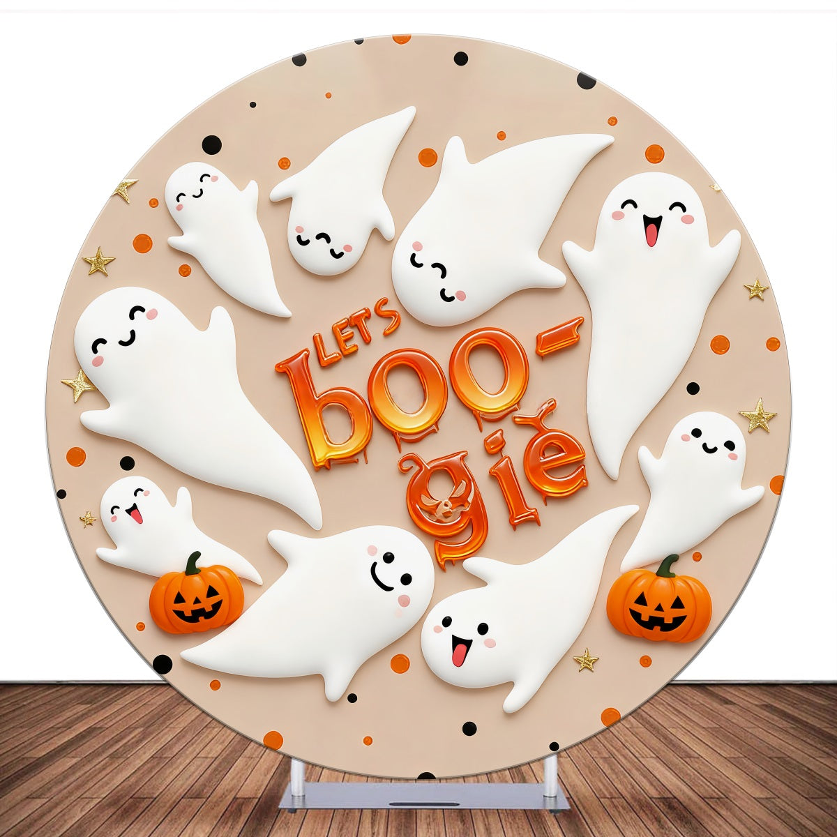 Custom Round Backdrop Cute Ghosts Bats Halloween Party Backdrop LXX59-