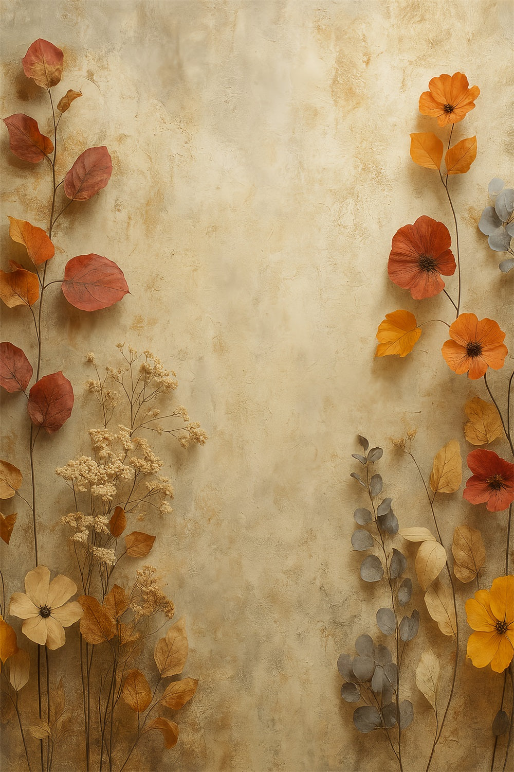 Portrait Backdrops Autumn Dried Floral Texture Portrait Photo Backdrop