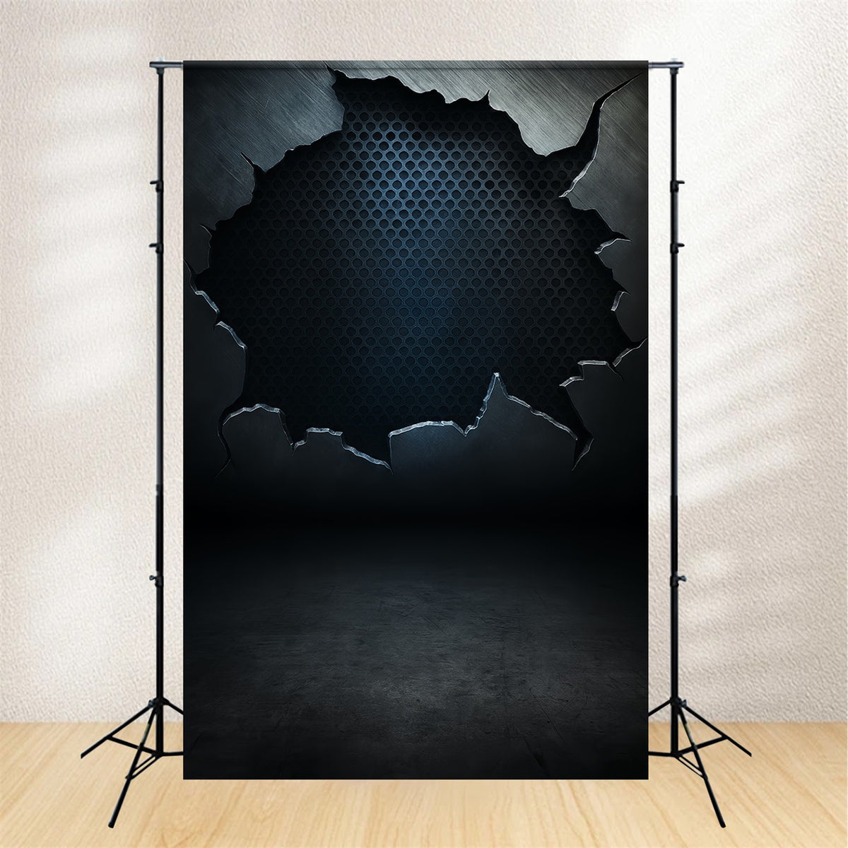 Concrete Photo Backdrop Industrial Metal Grid Texture Portrait Backdro