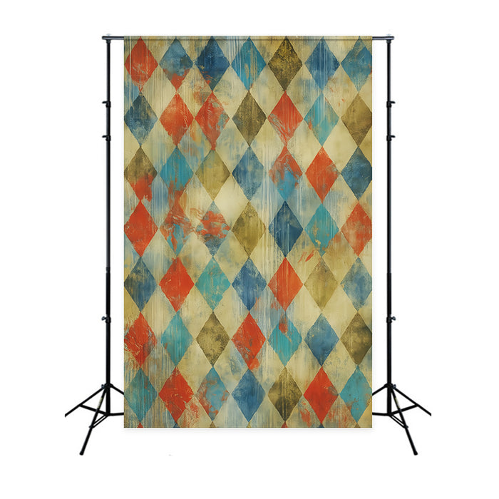 Portrait Studio Backdrop Colorful Vintage Diamond Pattern Portrait Bac