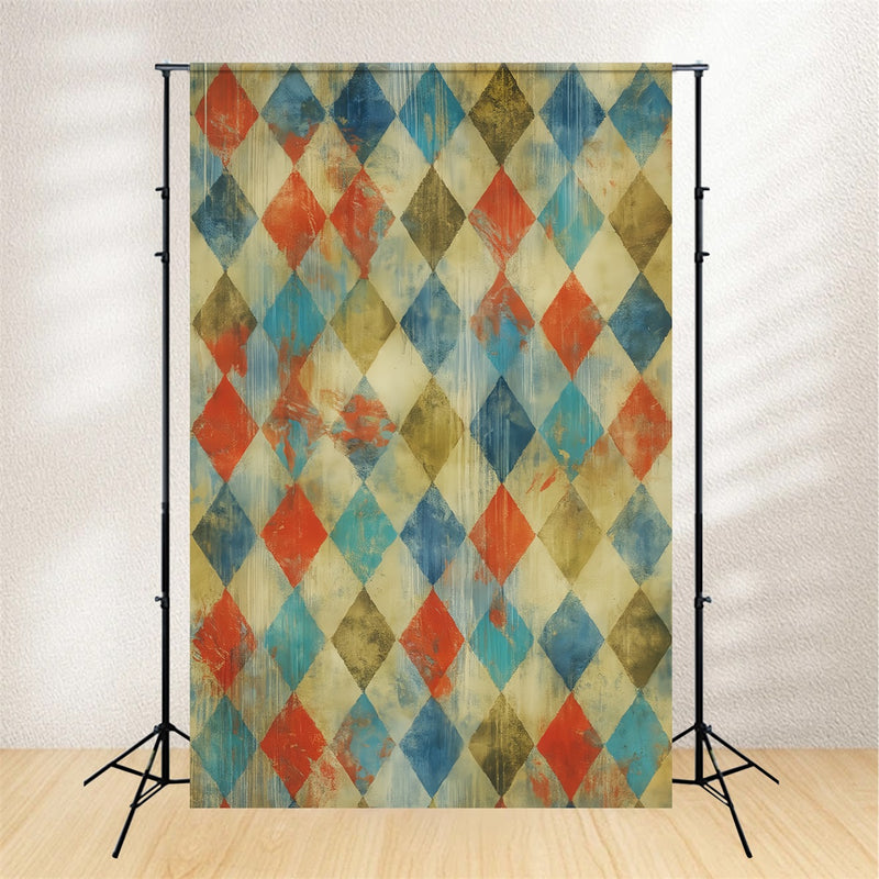 Portrait Studio Backdrop Colorful Vintage Diamond Pattern Portrait Bac
