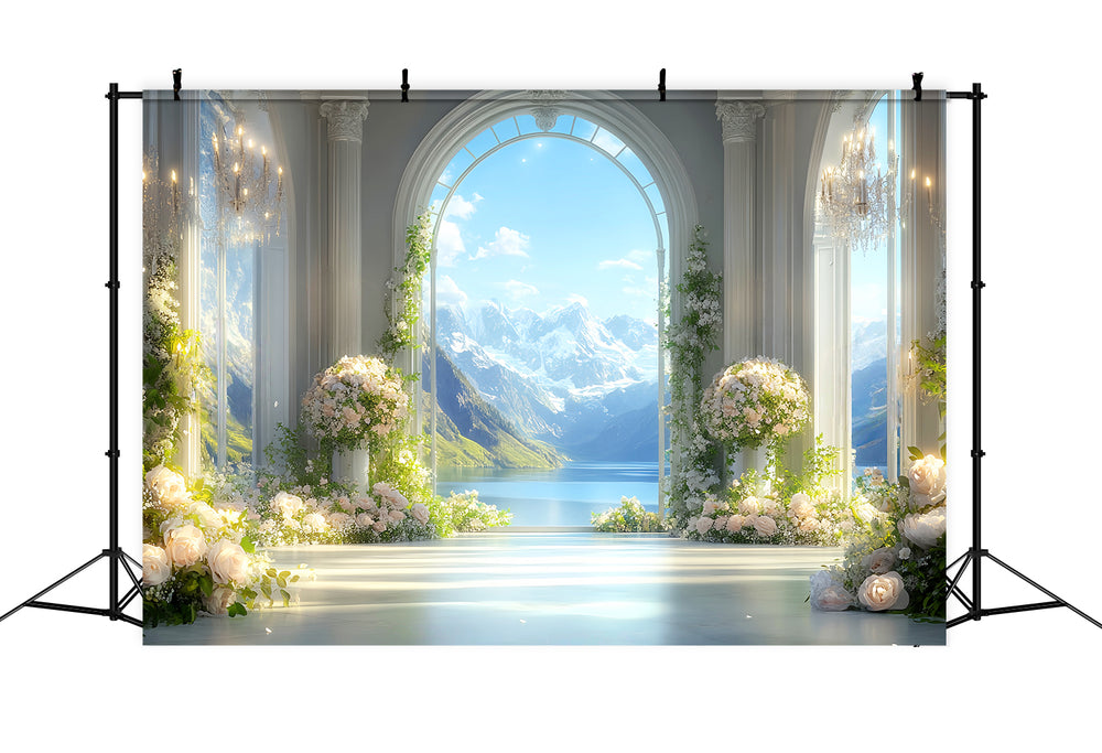 Europe Backdrop Elegant Arch Alpine View Paris Backdrop Ideas LXX59-50