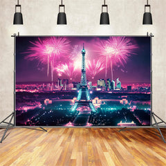Night in Paris Backdrop Eiffel Tower Fireworks Paris Backdrop LXX59-58