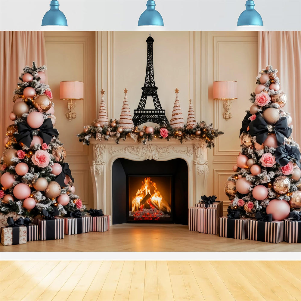 Paris Backdrops Eiffel Tower Christmas Fireplace Paris Backdrop Ideas