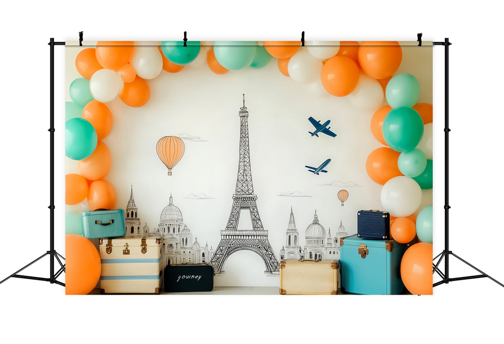 Paris Backdrops Eiffel Tower Balloon Paris Backdrop for Pictures LXX59