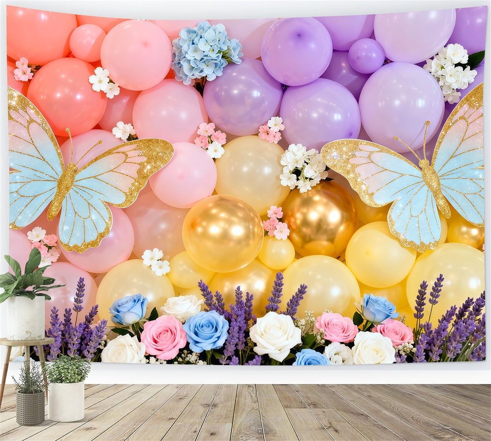 Butterfly Wing Backdrop Macaron Balloon Wall Floral Spring Theme Backd