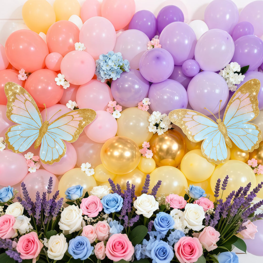 Butterfly Wing Backdrop Macaron Balloon Wall Floral Spring Theme Backd