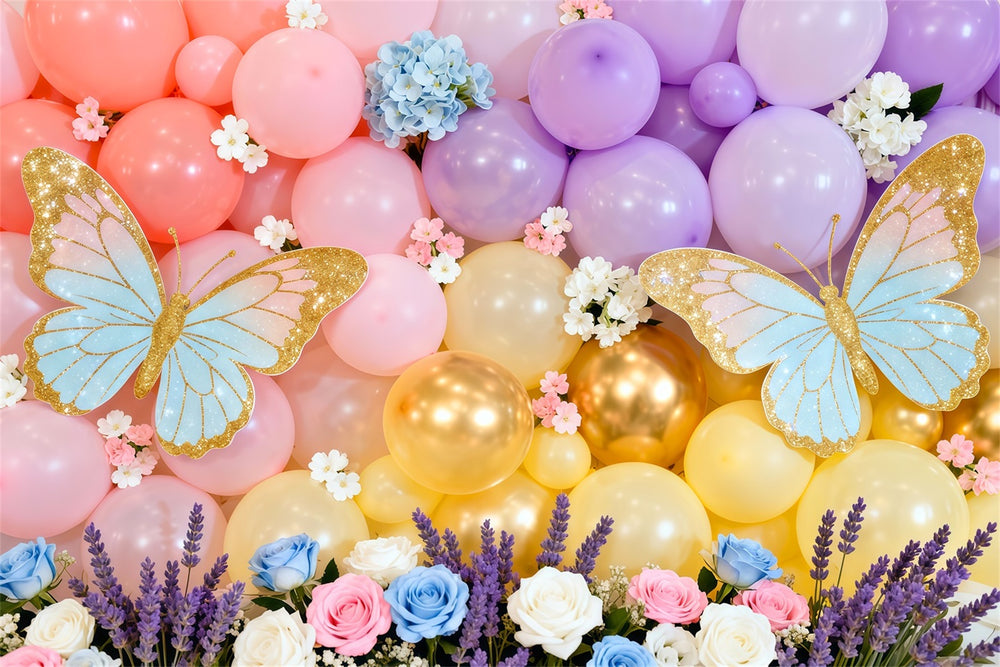Butterfly Wing Backdrop Macaron Balloon Wall Floral Spring Theme Backd