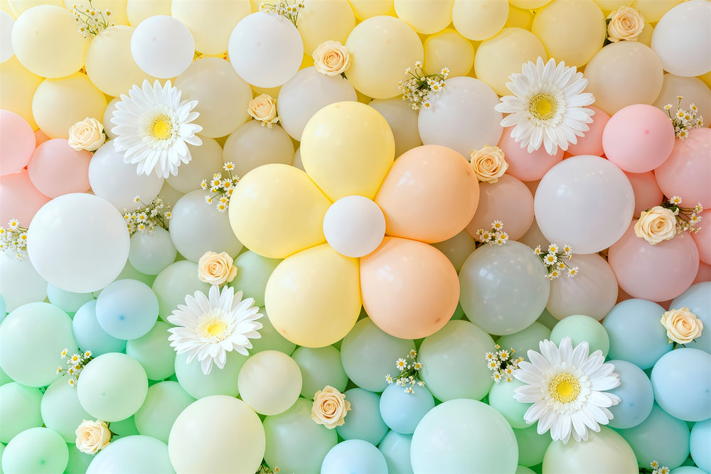 Daisy Backdrop Flowers Pastel Balloon Wall Floral Garland Backdrop LXX
