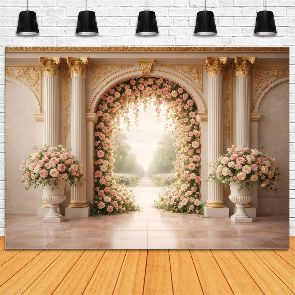 Spring Floral Backdrop Rose Arch Palace Hall Floral Backdrop Design LX