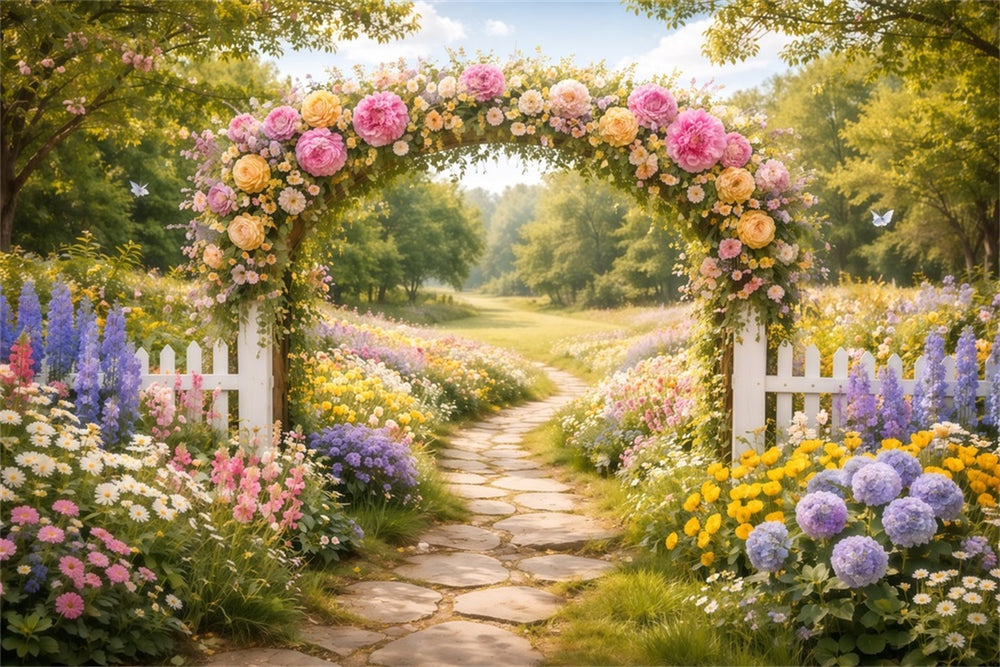Spring Flower Backdrop Wildflower Arch Meadow Trail Floral Garden Back
