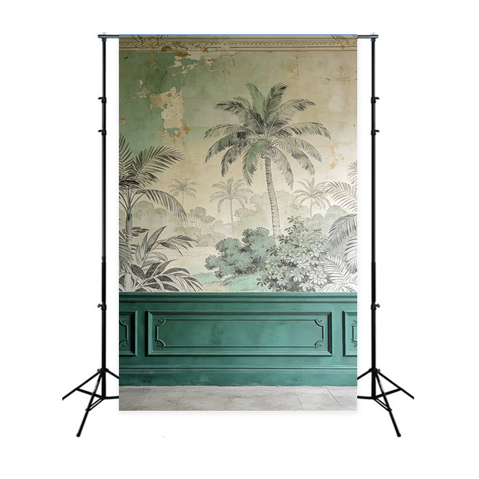 Portrait Backdrop Ideas Vintage Palm Mural Elegance Family Portrait Ba
