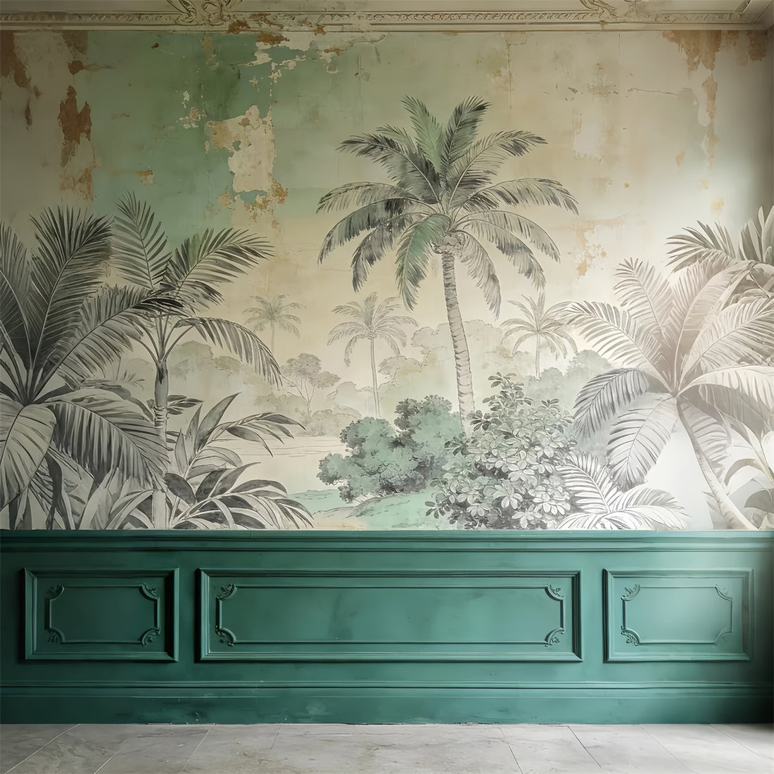 Portrait Backdrop Ideas Vintage Palm Mural Elegance Family Portrait Ba