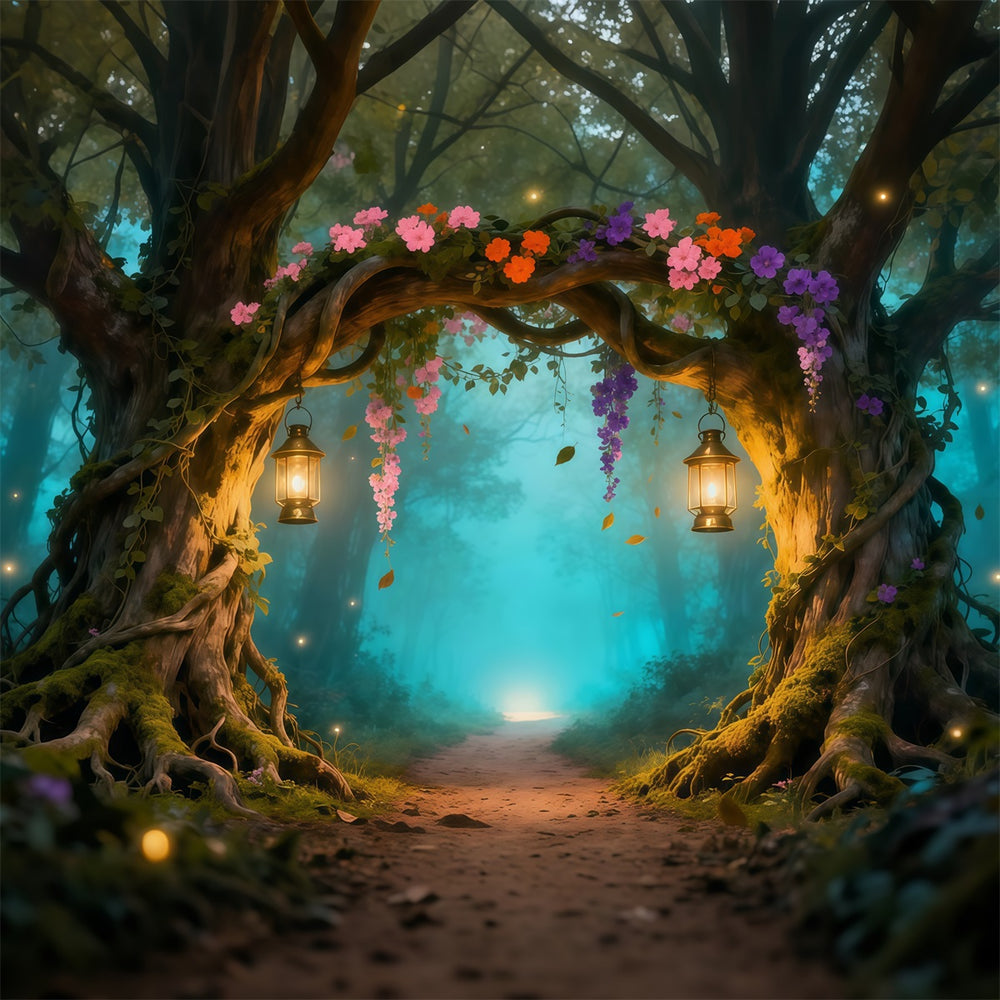 Enchanted Garden Photo Backdrop Enchanted Forest Lantern Arch Floral F