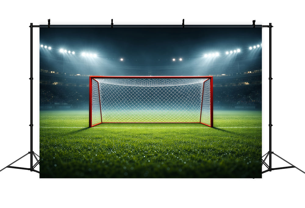 Soccer Field Backdrop Floodlit Goal Center Stage Sports Theme Backdrop