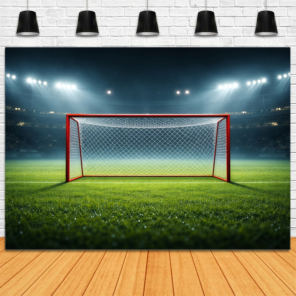 Soccer Field Backdrop Floodlit Goal Center Stage Sports Theme Backdrop