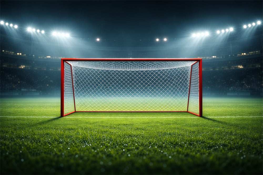Soccer Field Backdrop Floodlit Goal Center Stage Sports Theme Backdrop