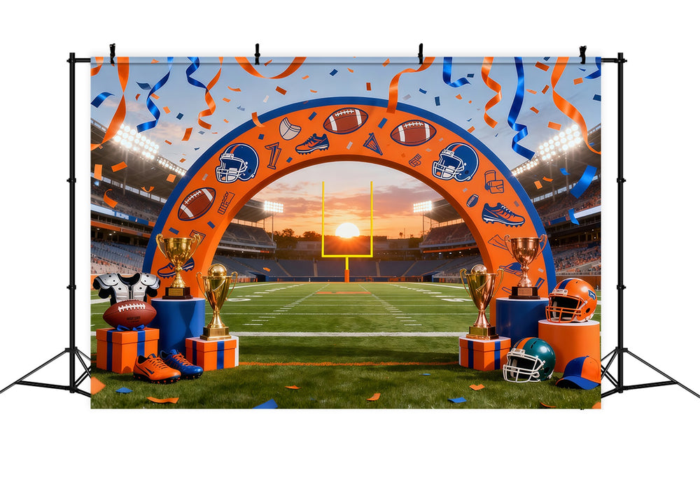 Football Field Backdrop Championship Arch Stadium Lights Sport Backdro