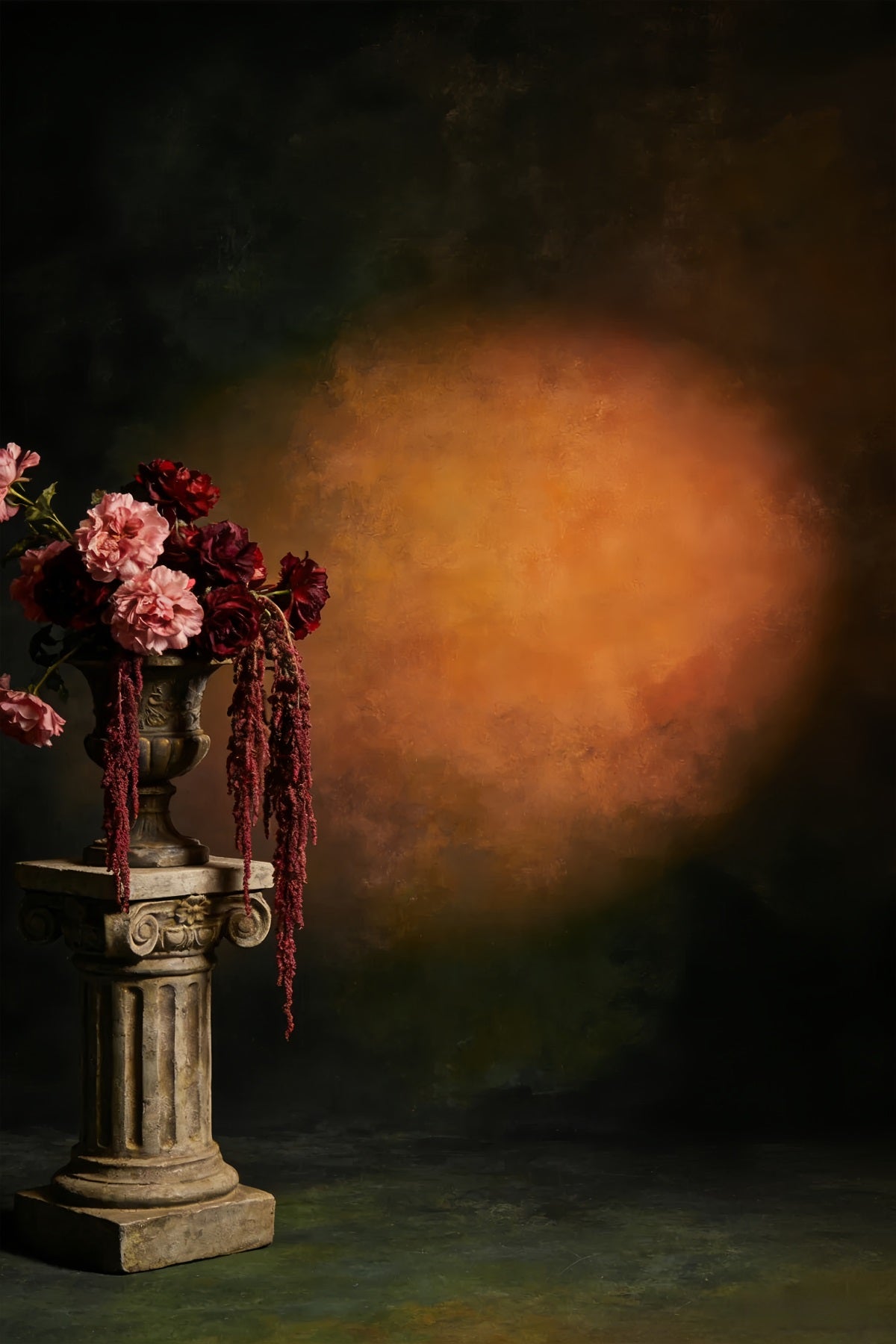 Portrait Backdrop Moody Amber Shadow Flower Professional Portrait Back