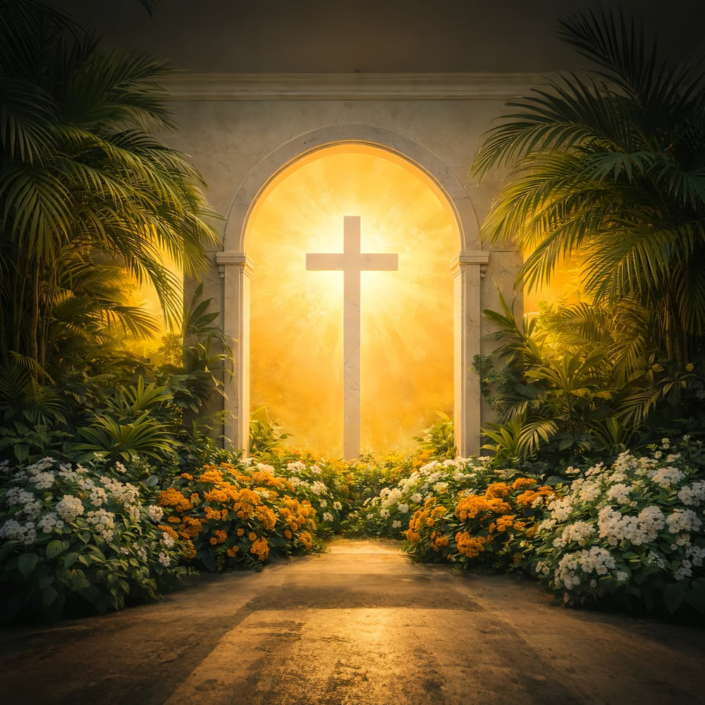 Easter Church Backdrop Ideas Golden Cross Garden Light Portal Easter B