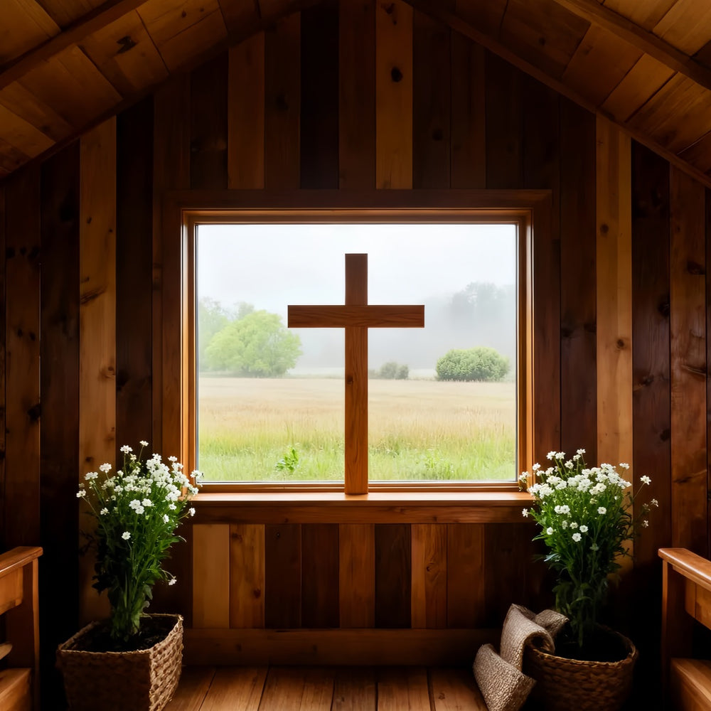 Easter Church Backdrops Rustic Wood Chapel Window Cross Large Easter B