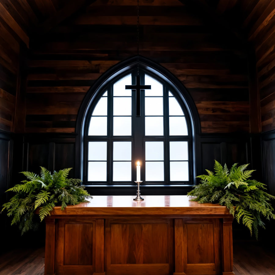 Easter Photo Backdrop Church Rustic Chapel Cross Candlelight Easter Ba