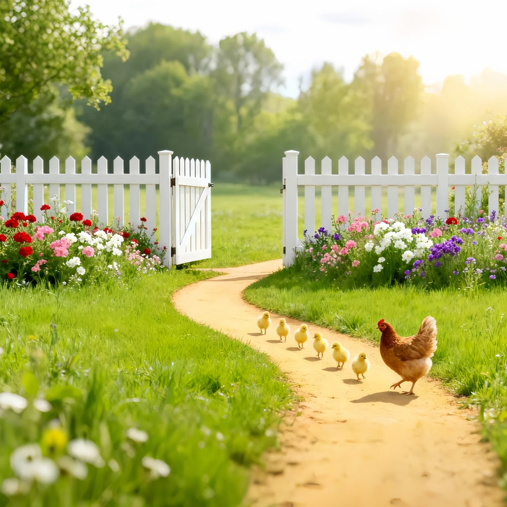 Baby Chick Backdrop Sunny Garden Wildflower Bouquet Easter Backdrop Id