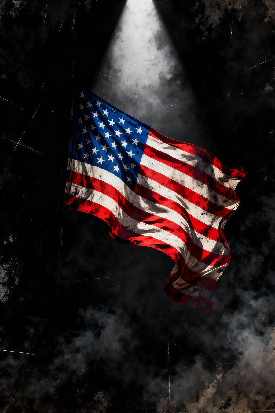 American Flag Portrait Backdrop Dramatic Spotlight Patriotic 4th of Ju