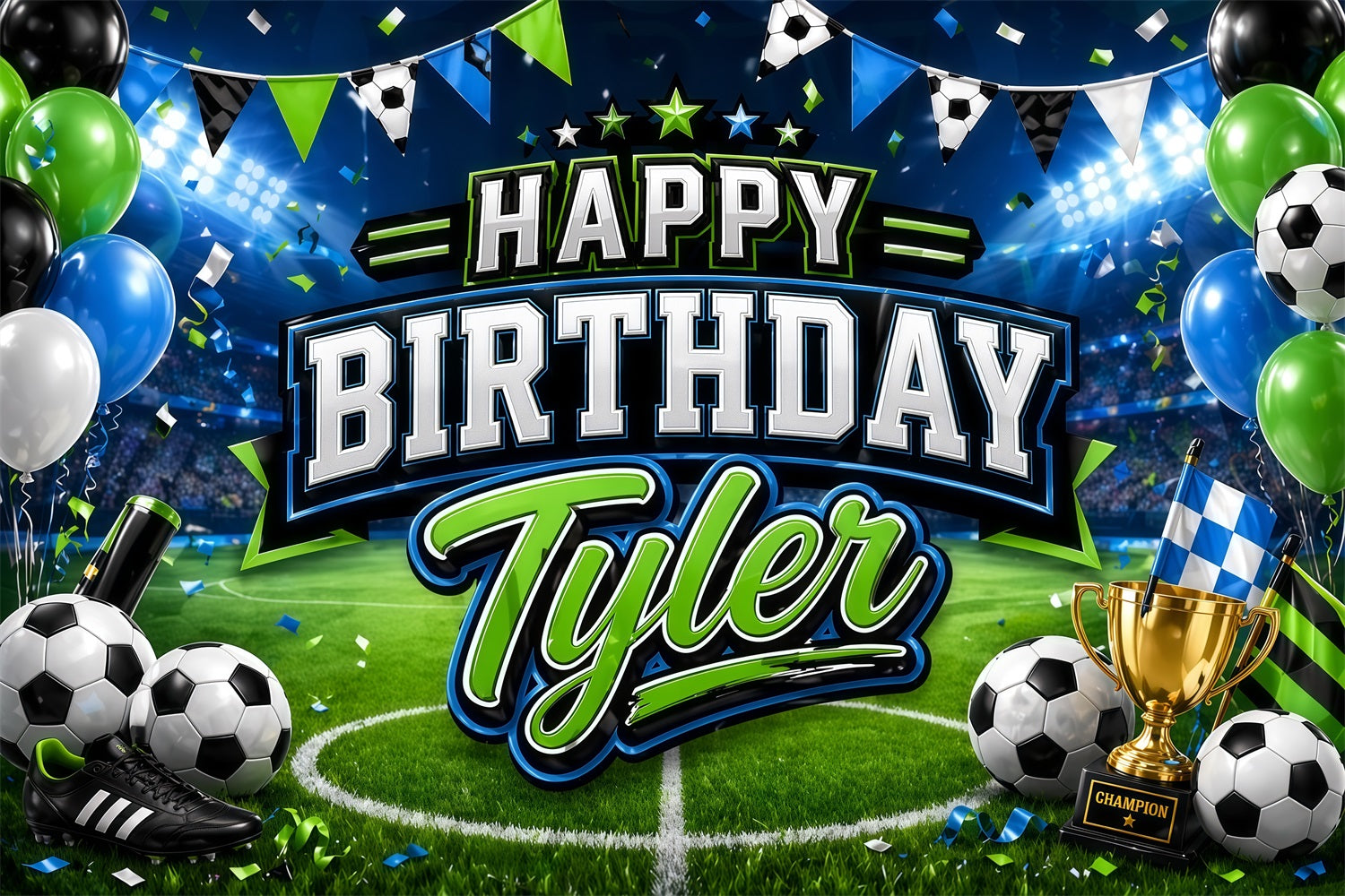 Soccer Birthday Backdrop Football Theme Happy Birthday Customization 2