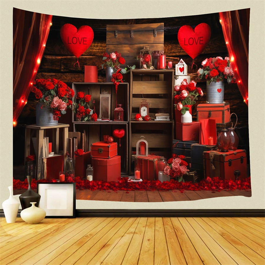 Valentine's Day Red Rose Decorative Heart Backdrop M1-02 – Dbackdrop