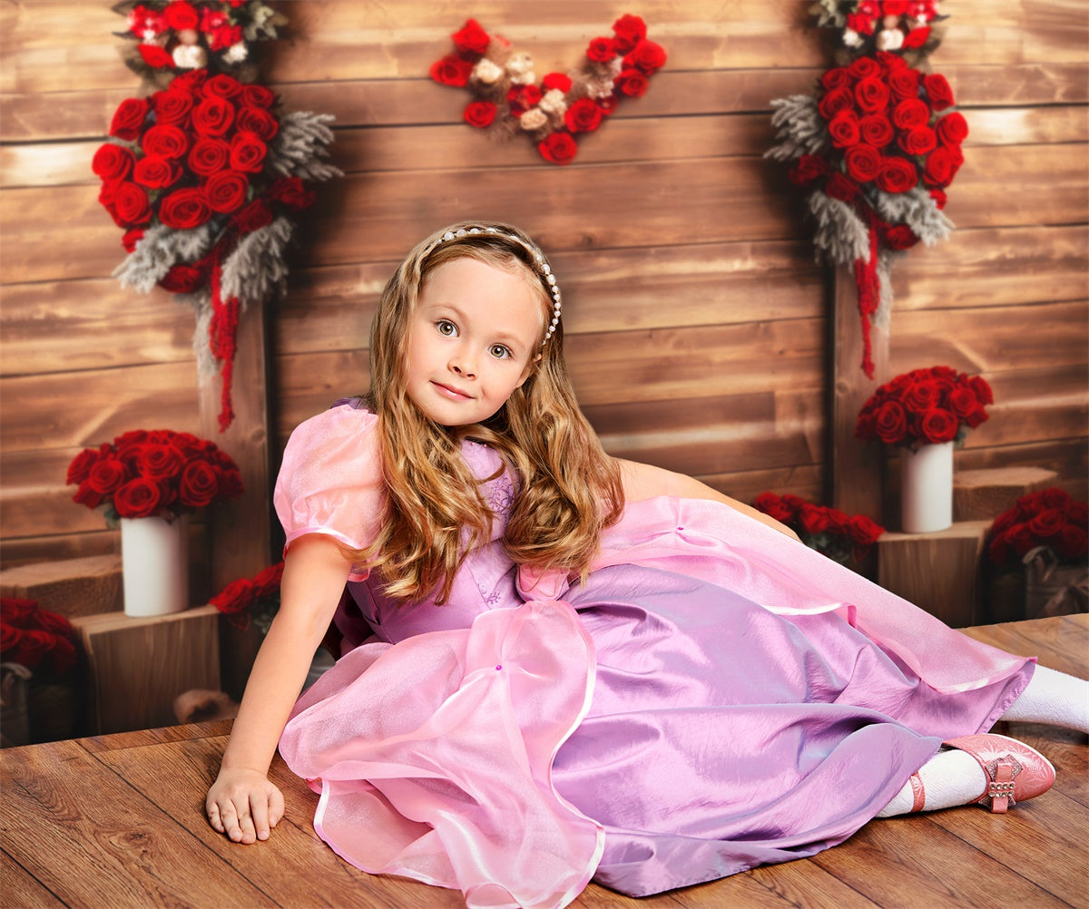 Valentine's Day Red Rose Wooden Panel Decorative Backdrop M1-05 – Dbackdrop