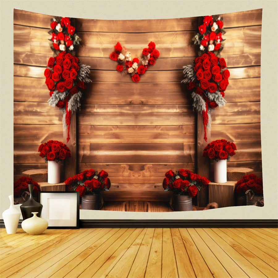 Valentine's Day Red Rose Wooden Panel Decorative Backdrop M1-05 – Dbackdrop