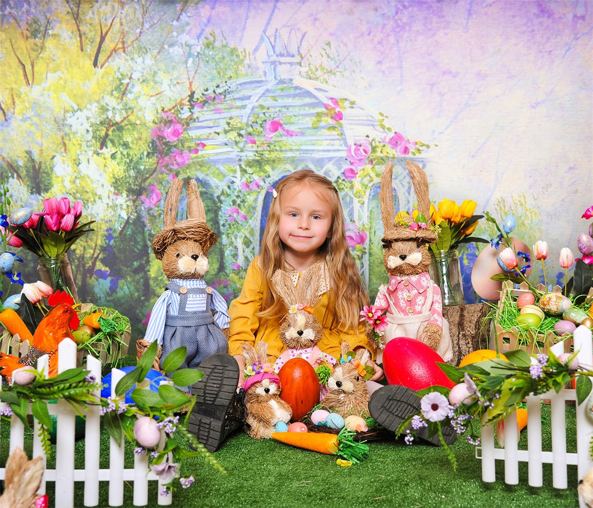 Spring Oil Painting Fantasy Wrap Around Flowery Pavilion Backdrop M1-1 ...