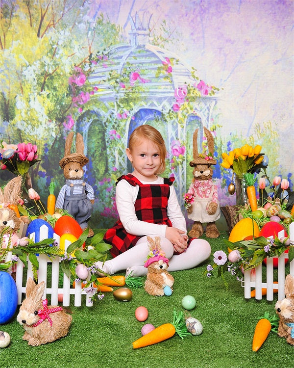 Spring Oil Painting Fantasy Wrap Around Flowery Pavilion Backdrop M1-1 ...