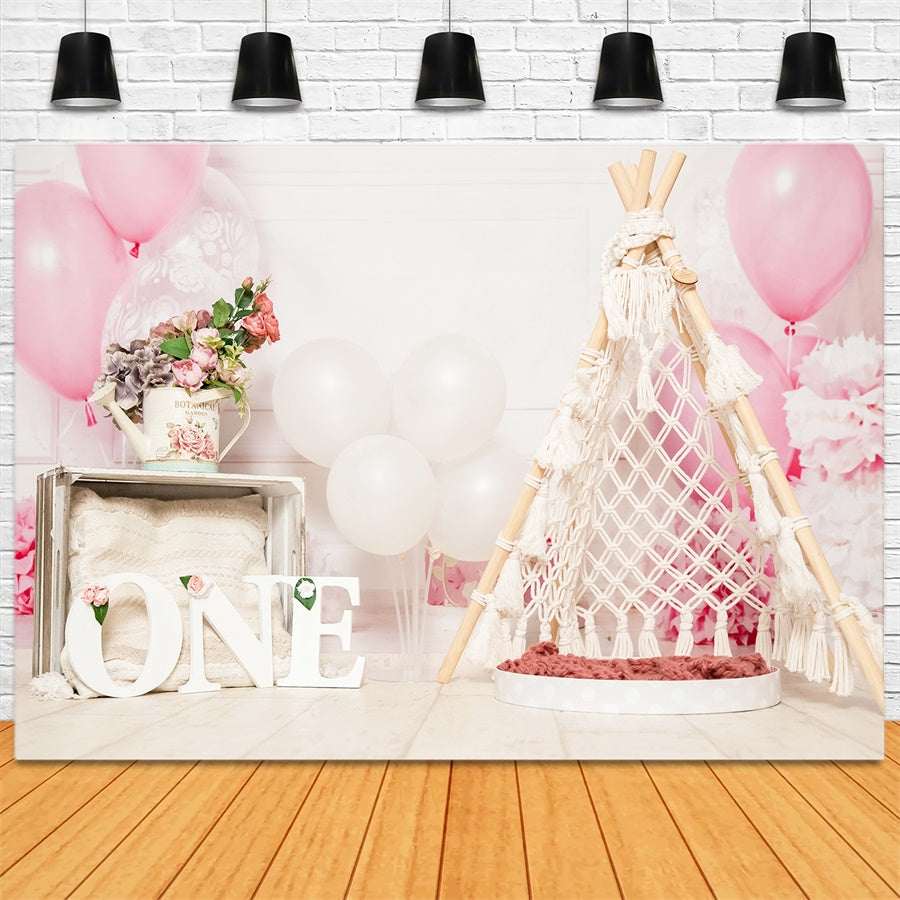 Happy Birthday Balloon Rope Weaving Tent Romantic Backdrop M1-27 ...