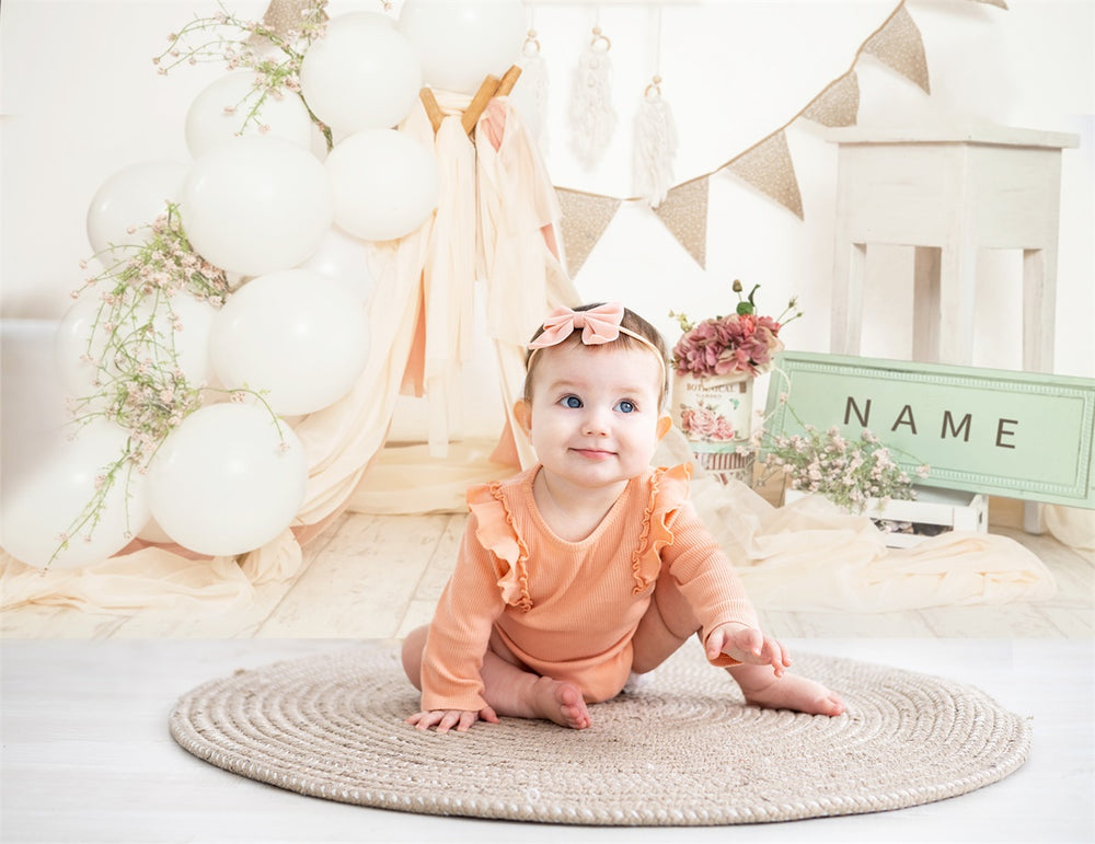 Happy Birthday Balloon Fabric Tent Romantic Name Customizable Backdrop