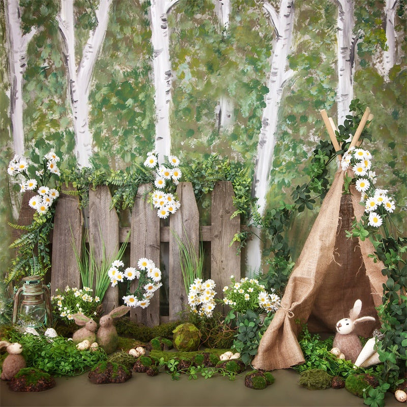 Easter Forest Camping Tent Daisy Backdrop M1-31 – Dbackdrop