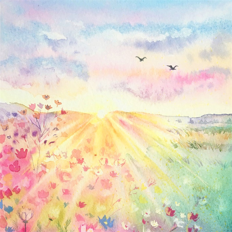 Spring Oil Painting Colorful Nature Flower Backdrop M1-42 – Dbackdrop