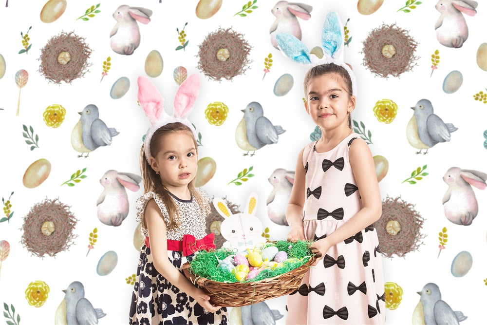 Easter Bunny Dove Birdhouse Flower Egg Backdrop M1-47 – Dbackdrop
