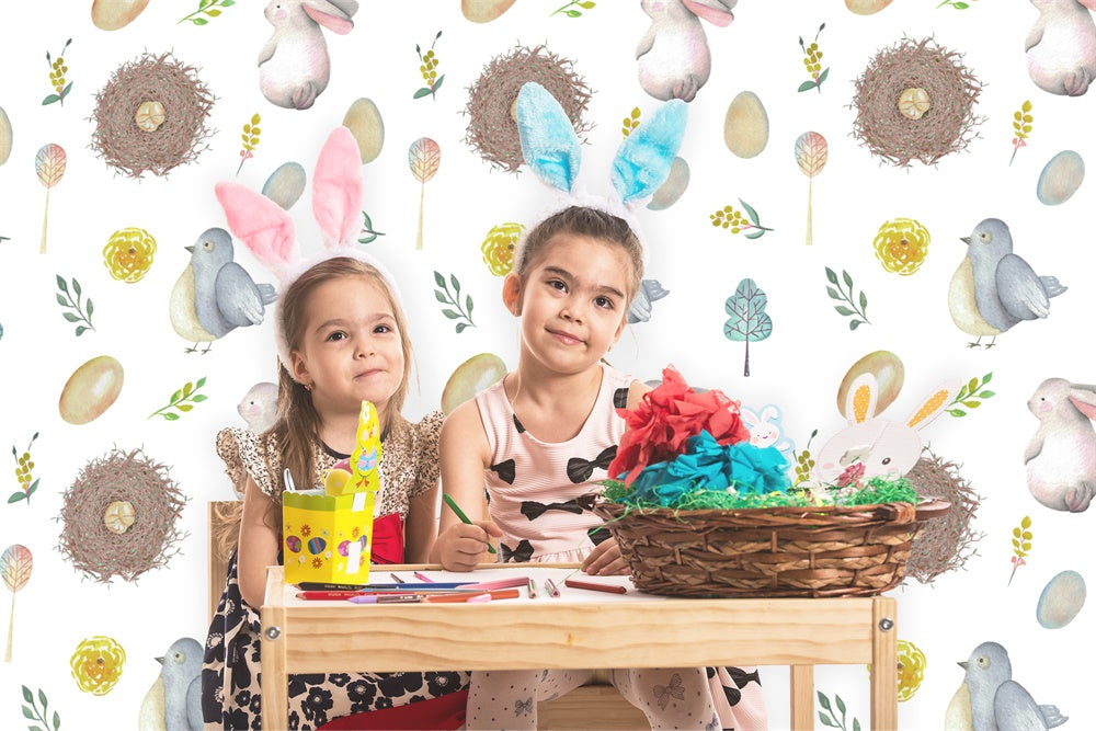 Easter Bunny Dove Birdhouse Flower Egg Backdrop M1-47 – Dbackdrop