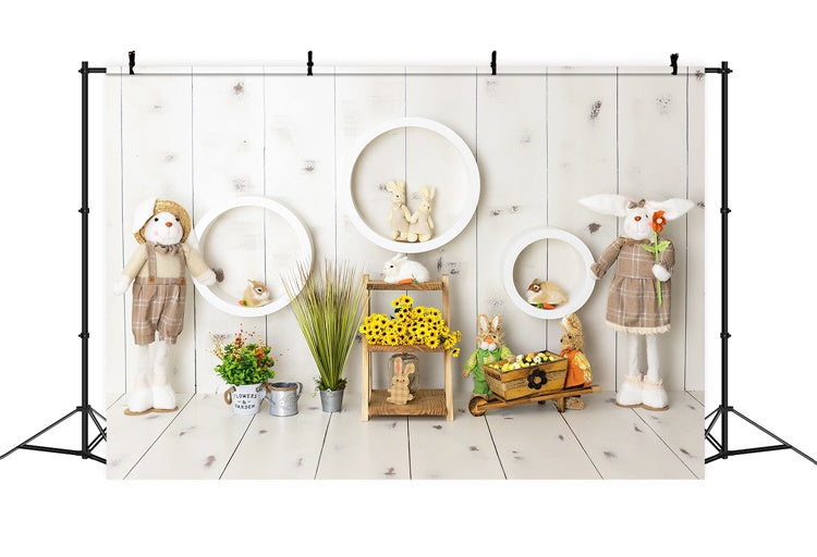 Easter Bunny Family Circle Wood Panel Backdrop M1-49 – Dbackdrop