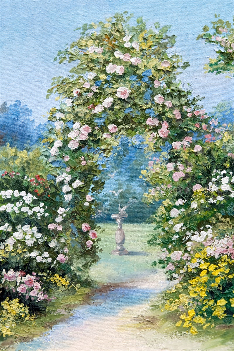 Spring Flowers Arch Garden Sculpture Backdrop M1-69 – Dbackdrop