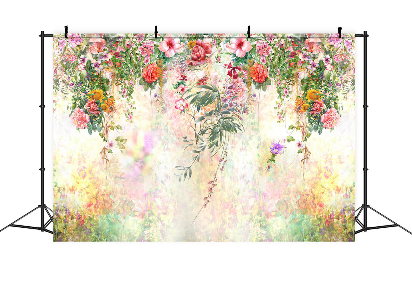 Hand Painted Elegant Warm Red Flower Vine Draped Backdrop M1-80 – Dbackdrop