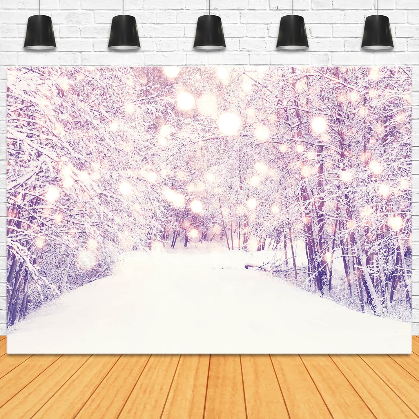 Winter Snowy Forest Path Landscape Backdrop M11-62 – Dbackdrop