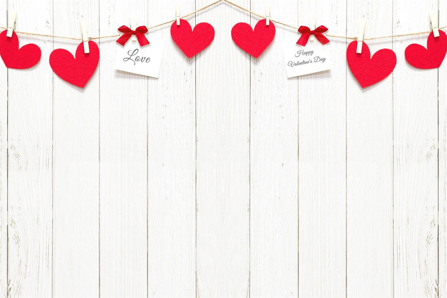 Valentine's Day White Shiplap Wall Red Heart Post-It Notes Bow Backdro ...