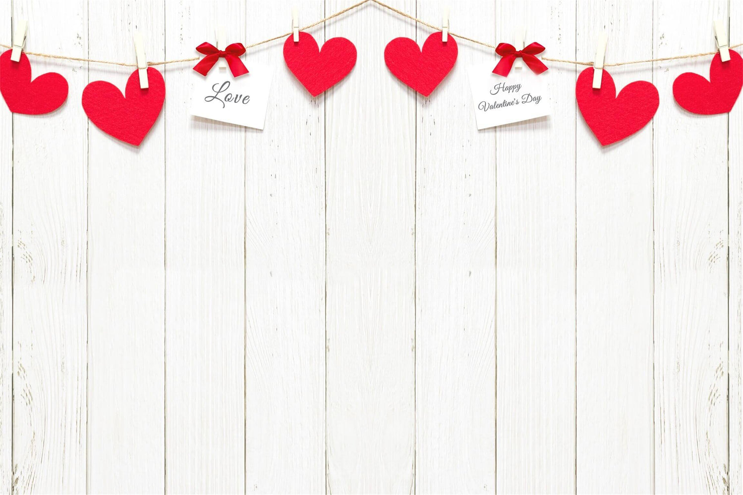 Valentine's Day White Shiplap Wall Red Heart Post-It Notes Bow Backdro ...
