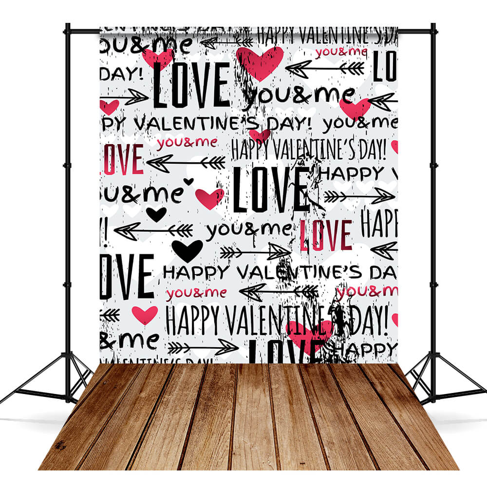 Valentine's Day Cupid's Arrow Romantic Text Graffiti Wall Wood Floor B ...