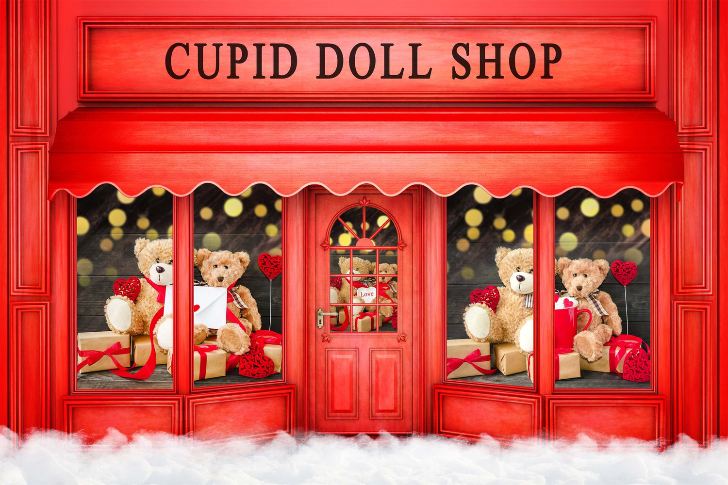 Cupid Doll Shop Rose Teddy Bear Red Shop Valentine's Day Backdrop M12 ...