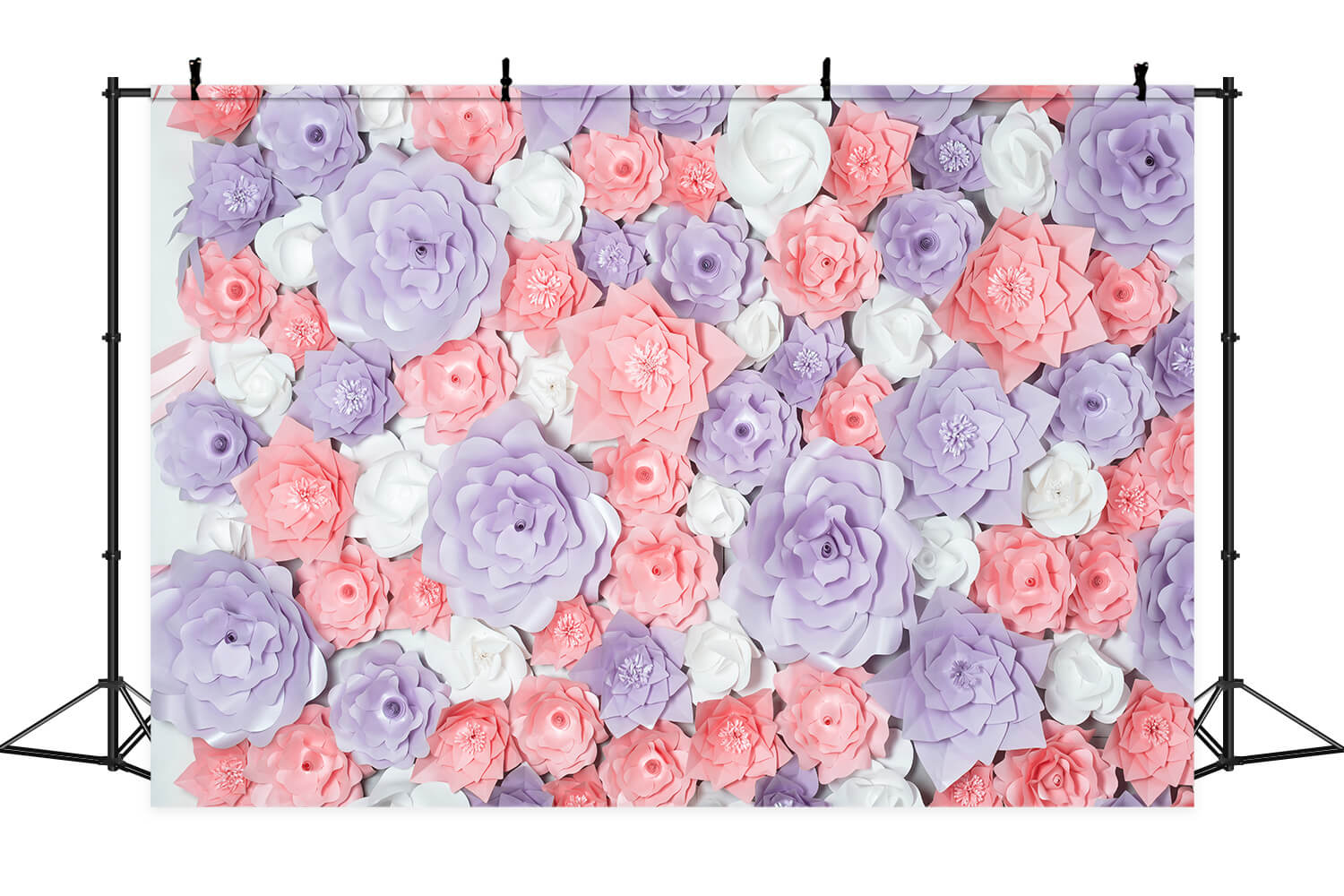 Spring Romantic Pink Purple White Paper Cutout Flower Backdrop M2-12 ...